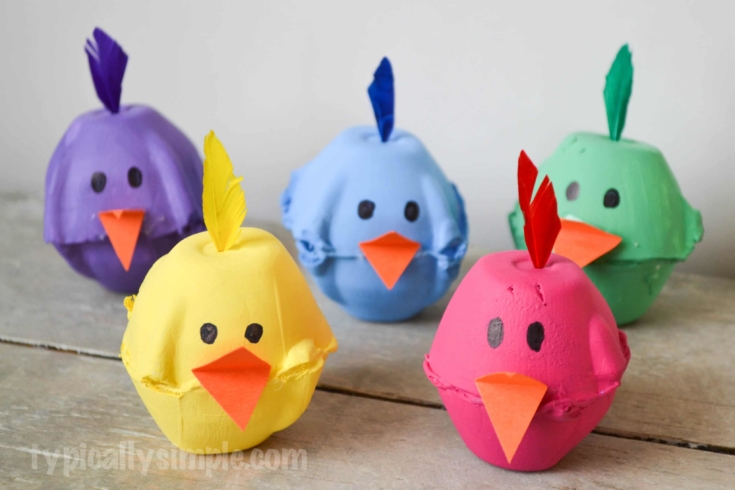 Spring Chicks Egg Carton Craft - Typically Simple