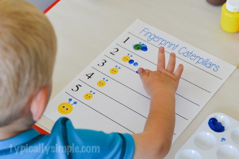 Fingerprint Caterpillars Craft - Typically Simple