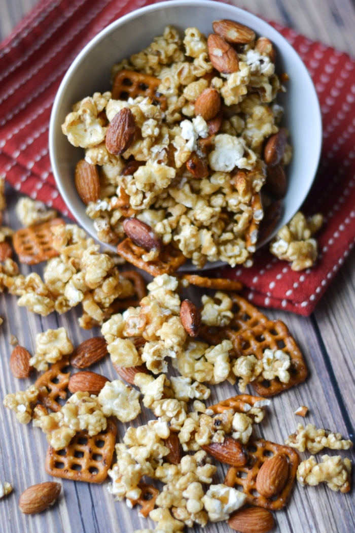 Sweet and Salty Caramel Corn Snack Mix - Typically Simple