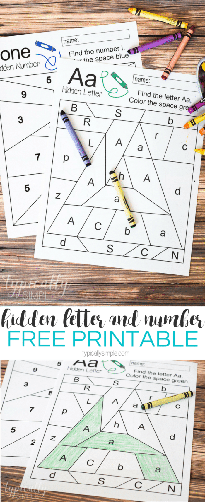 hidden number and letter worksheet - Typically Simple