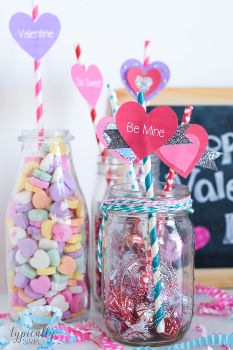 Valentine's Day Craft: Straw Toppers - Typically Simple