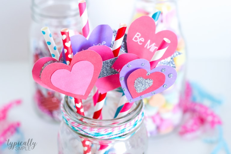 Valentine's Day Craft: Straw Toppers - Typically Simple