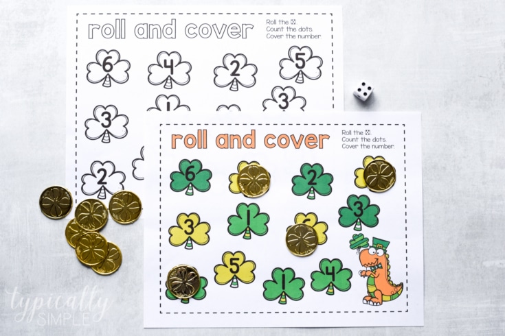 St. Patrick's Day Math Printable: Roll and Cover Shamrocks - Typically ...
