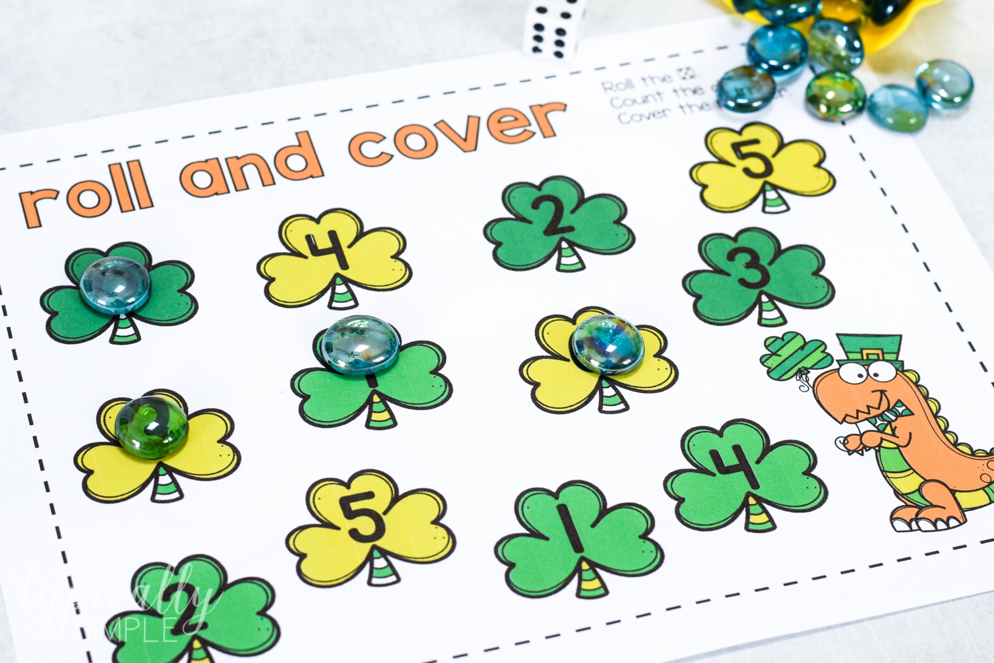 St. Patrick's Day Math Printable: Roll and Cover Shamrocks - Typically ...