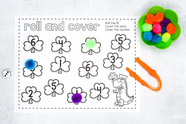 St. Patrick's Day Math Printable: Roll and Cover Shamrocks - Typically ...