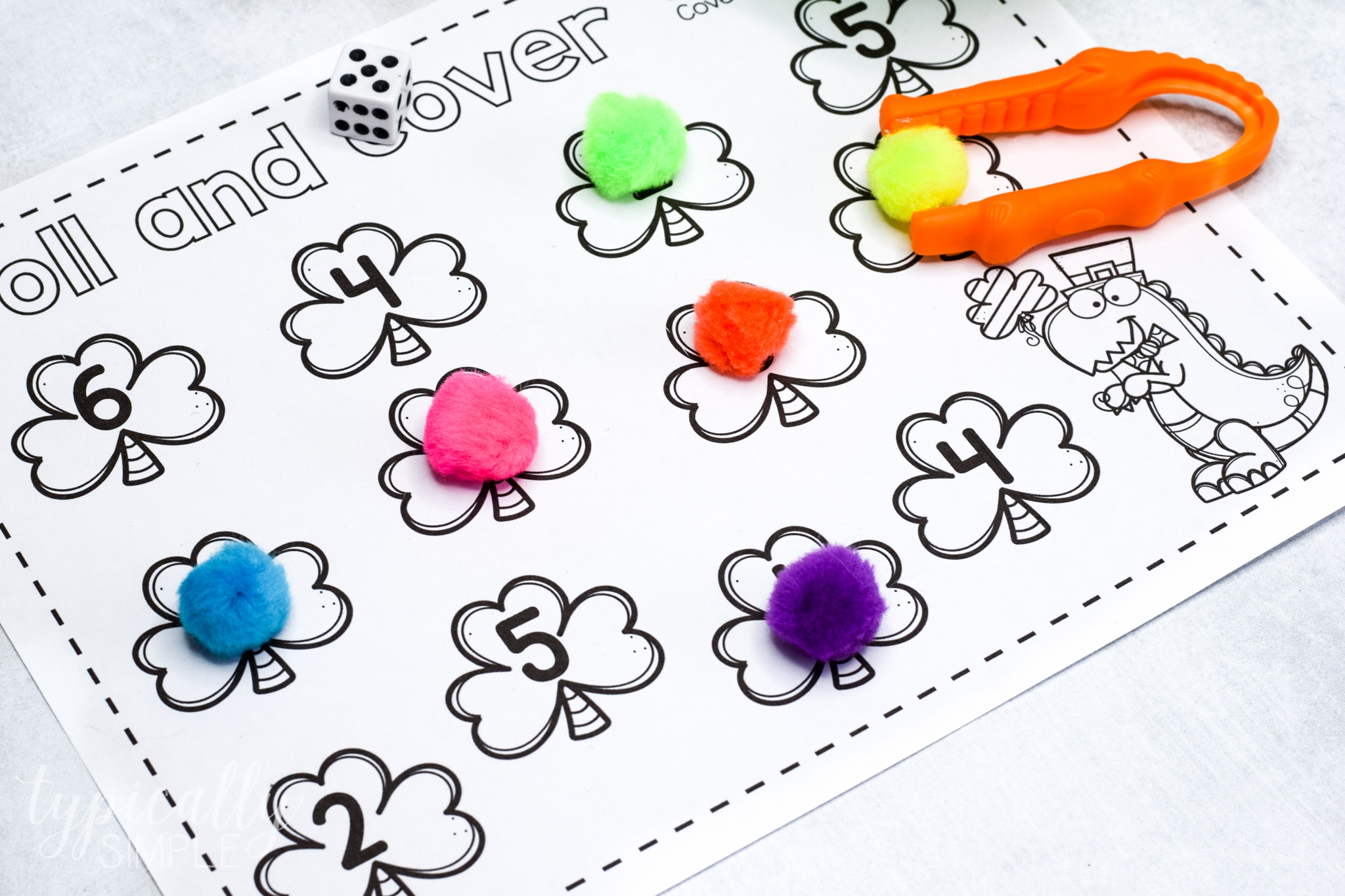 St. Patrick's Day Math Printable: Roll and Cover Shamrocks - Typically ...